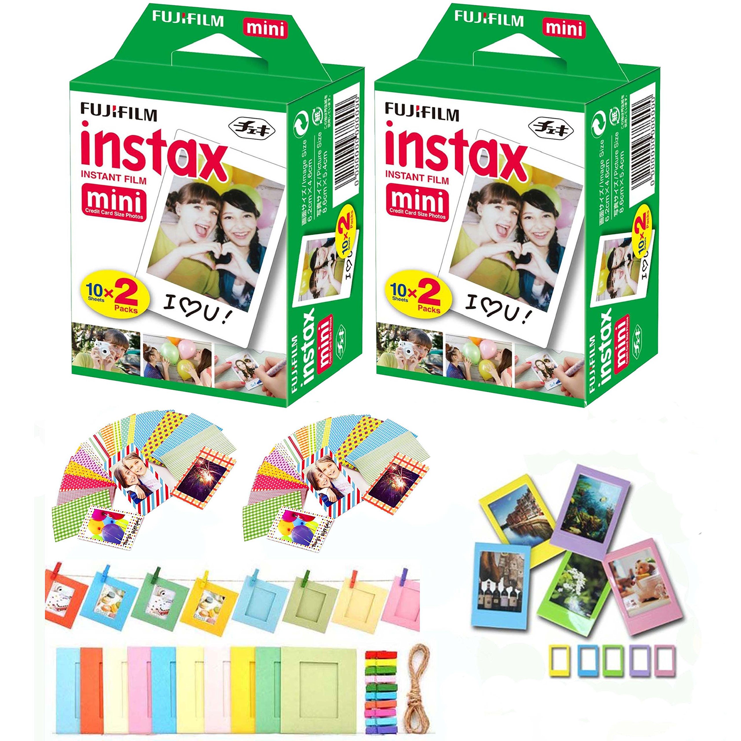 Fuji Instax Mini Instant Film 40 Shots with Bonus 20 Decorative Skin Stick-on Stickers for Fuji Instax Mini 8 and SP-1