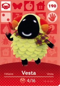 nintendo animal crossing happy home designer amiibo card vesta 190/200 usa version