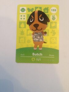 nintendo animal crossing happy home designer amiibo card butch 155/200 usa version