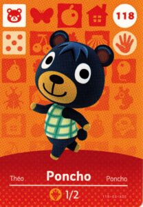 nintendo animal crossing happy home designer amiibo card poncho 118/200 usa version