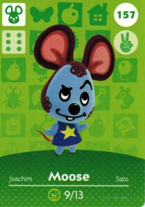 nintendo animal crossing happy home designer amiibo card moose 157/200 usa version