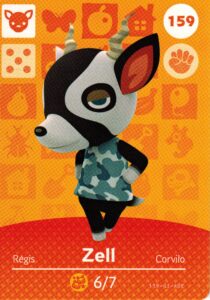 nintendo animal crossing happy home designer amiibo card zell 159/200 usa version