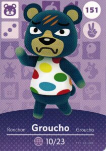 nintendo animal crossing happy home designer amiibo card groucho 151/200 usa version