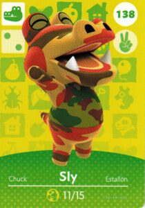 nintendo animal crossing happy home designer amiibo card sly 138/200 usa version