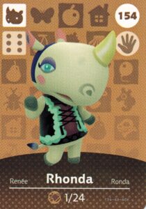 nintendo animal crossing happy home designer amiibo card rhonda 154/200 usa version