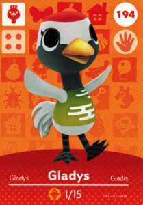 nintendo animal crossing happy home designer amiibo card gladys 194/200 usa version