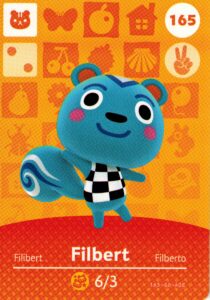 nintendo animal crossing happy home designer amiibo card filbert 165/200 usa version