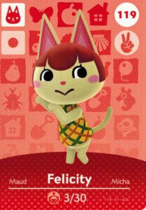 nintendo animal crossing happy home designer amiibo card felicity 119/200 usa version