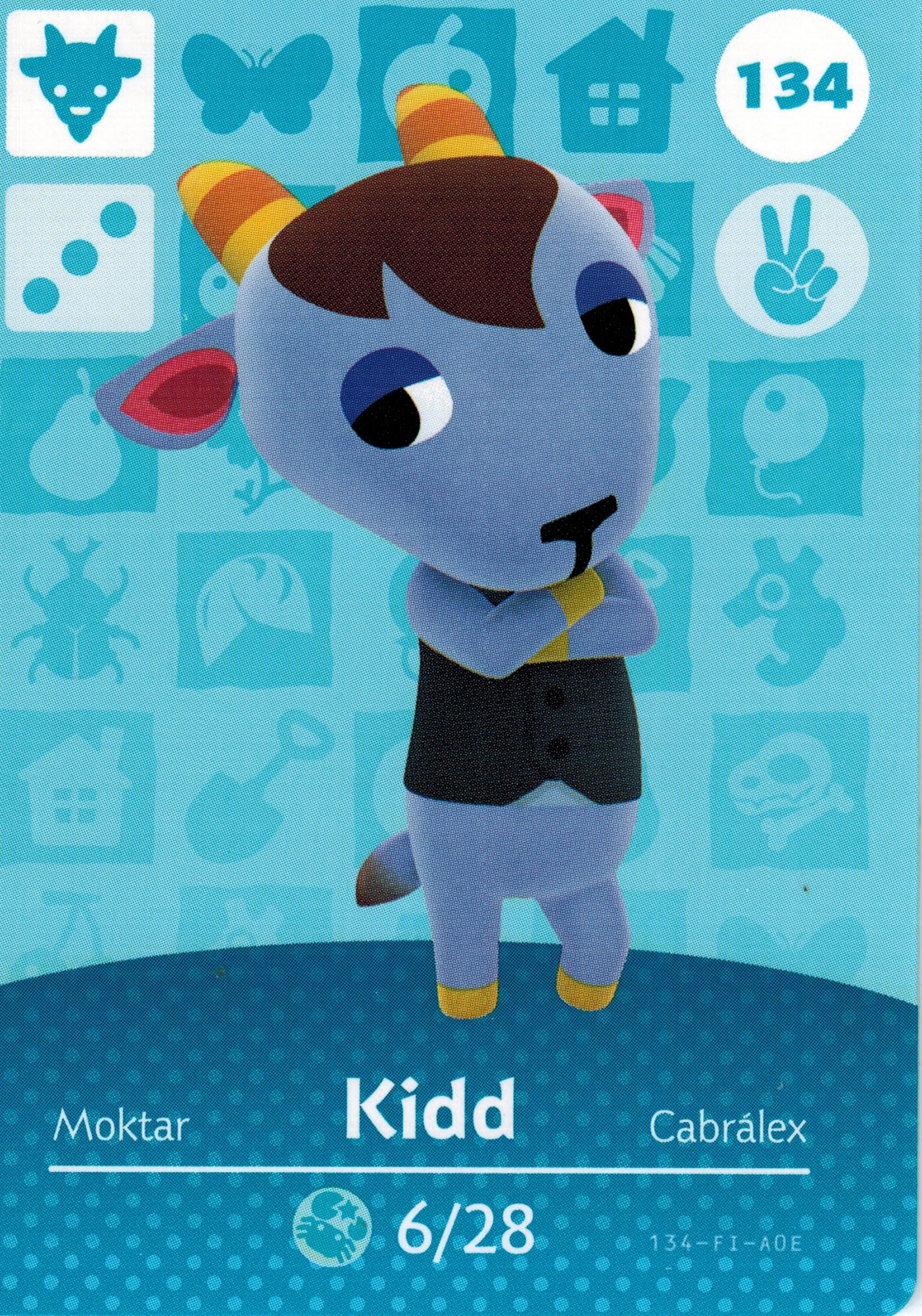 Nintendo Animal Crossing Happy Home Designer Amiibo Card Kidd 134/200 USA Version