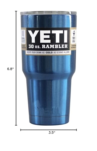 Yeti Rambler, Stainless Steel, Powder-coated, Custom Colors (Caribbean Blue) (30 ounce)