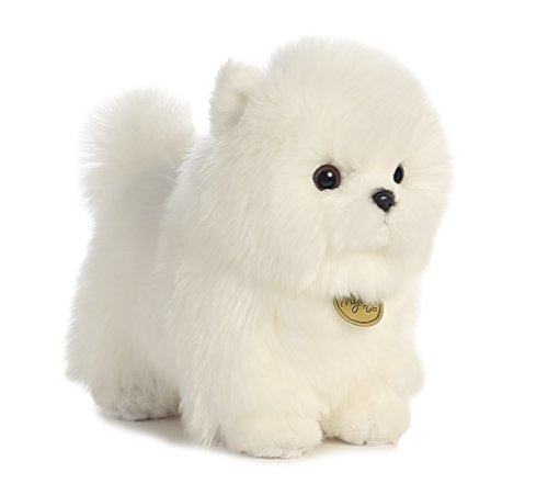 Aurora® Adorable Miyoni® Tots Pompom Pup Stuffed Animal - Lifelike Detail - Cherished Companionship - White 9 Inches