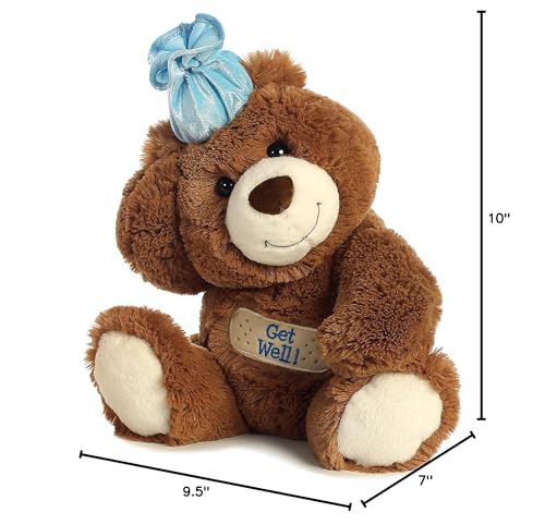 Aurora® Snuggly Get Well Bear Stuffed Animal - Comforting Companion - Imaginative Play - Brown 12 Inches