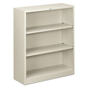 blossomz hon s42abcq metal bookcase, three-shelf, 34-1/2w x 12-5/8d x 41h, light gray