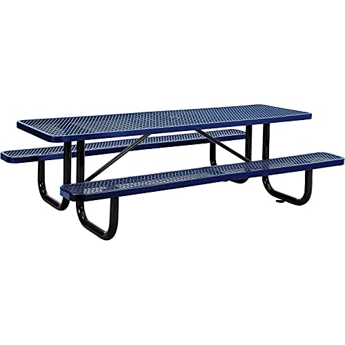 Global Industrial 8' Rectangular Picnic Table, Surface Mount, Blue (96" Long)