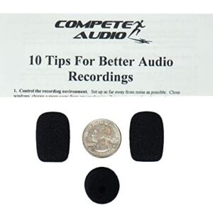 Compete Audio CA525 Small Foam Microphone Windscreens (Microphone Covers) 3-Pack for Telex Airman, Other Headset/Lapel (Lavalier)