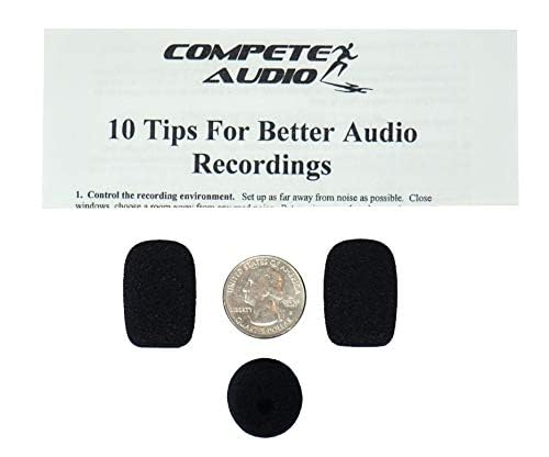 Compete Audio CA525 Small Foam Microphone Windscreens (Microphone Covers) 3-Pack for Telex Airman, Other Headset/Lapel (Lavalier)