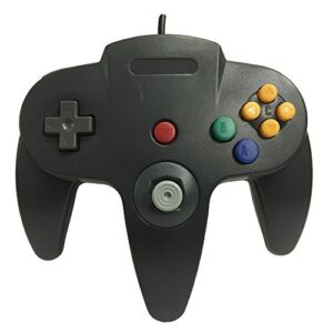 old skool classic wired controller joystick compatible with nintendo 64 n64 game system - black