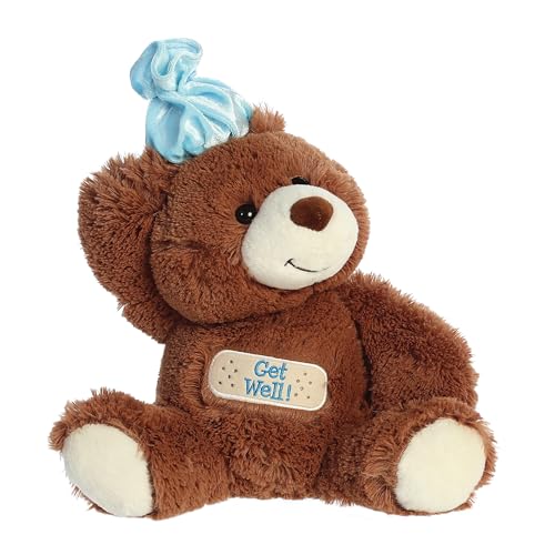 Aurora® Snuggly Get Well Bear Stuffed Animal - Comforting Companion - Imaginative Play - Brown 12 Inches