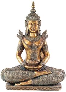 w feng shui 12" thai buddha dhyani mudra home decor peace statues(g16516)