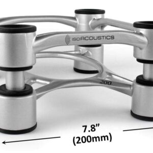 IsoAcoustics Aperta Series Isolation Speaker Stands with Tilt Adjustment: Aperta200 (7.8" x 10") Silver Pair