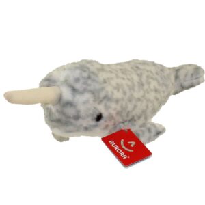 Aurora® Adorable Mini Flopsie™ Narwhal Stuffed Animal - Playful Ease - Timeless Companions - Gray 8 Inches