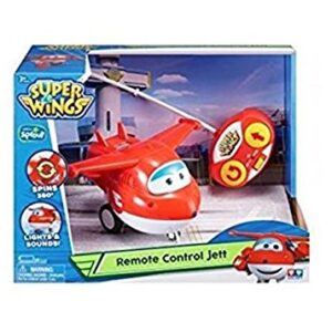 Super Wings Remote Control Car Jett Airplane Toy, 360 Spin Easy Control, STEM Toys with Light and Sound Effects for Kids, Best Birthday Gifts for 3-5 Year Old Boys and Girls