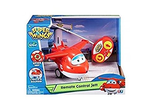 Super Wings Remote Control Car Jett Airplane Toy, 360 Spin Easy Control, STEM Toys with Light and Sound Effects for Kids, Best Birthday Gifts for 3-5 Year Old Boys and Girls