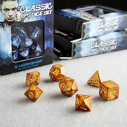 Q-Workshop Classic RPG Caramel & Yellow Dice Set (7 Piece)