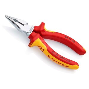 knipex needle-nose combination pliers chrome-plated, insulated with multi-component grips, vde-tested 145 mm 08 26 145