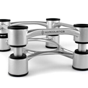 IsoAcoustics Aperta Series Isolation Speaker Stands with Tilt Adjustment: Aperta200 (7.8" x 10") Silver Pair