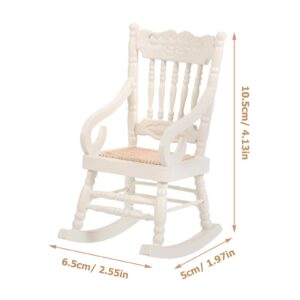 SOIMISS Dollhouse Wooden Chair, 1:12 Dollhouse Miniature Wooden Rocking Chair Model (White)