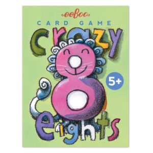 eeboo: crazy eights, card game, easy to understand instructions included, durable cards, screen-free fun, educational game, for ages 5 and up