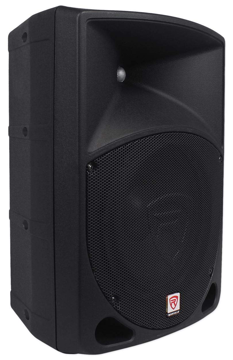 Rockville 2 RPG10 10" Powered 600W DJ PA Speakers+2 Subwoofers+Mounting Poles