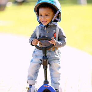 Micro Kickboard - Mini 3in1 Deluxe - Three Wheeled, Lean-to-Steer Swiss-Designed Micro Scooter for Toddlers with 3 Riding Options for Ages 1-5 (Blue)