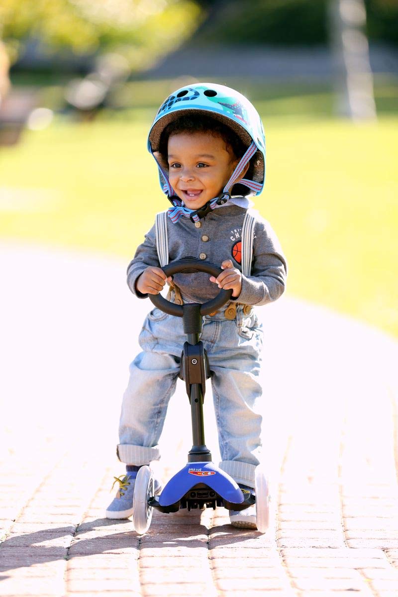 Micro Kickboard - Mini 3in1 Deluxe - Three Wheeled, Lean-to-Steer Swiss-Designed Micro Scooter for Toddlers with 3 Riding Options for Ages 1-5 (Blue)