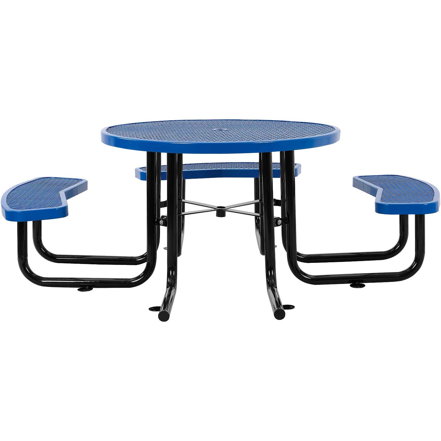 Global Industrial 46" Wheelchair Accessible Round Picnic Table, Surface Mount, Blue