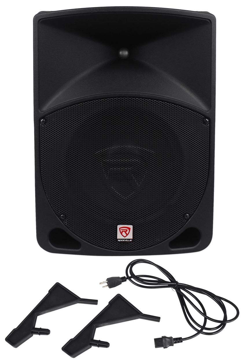 Rockville 2 RPG10 10" Powered 600W DJ PA Speakers+2 Subwoofers+Mounting Poles