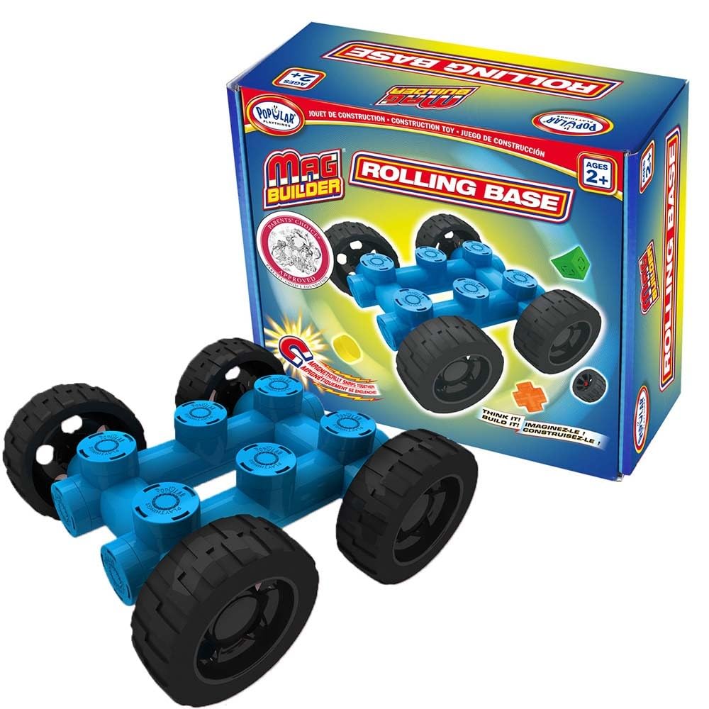 POPULAR PLAYTHINGS Mag Builder Rolling Base, Magnetic Toy Play Set