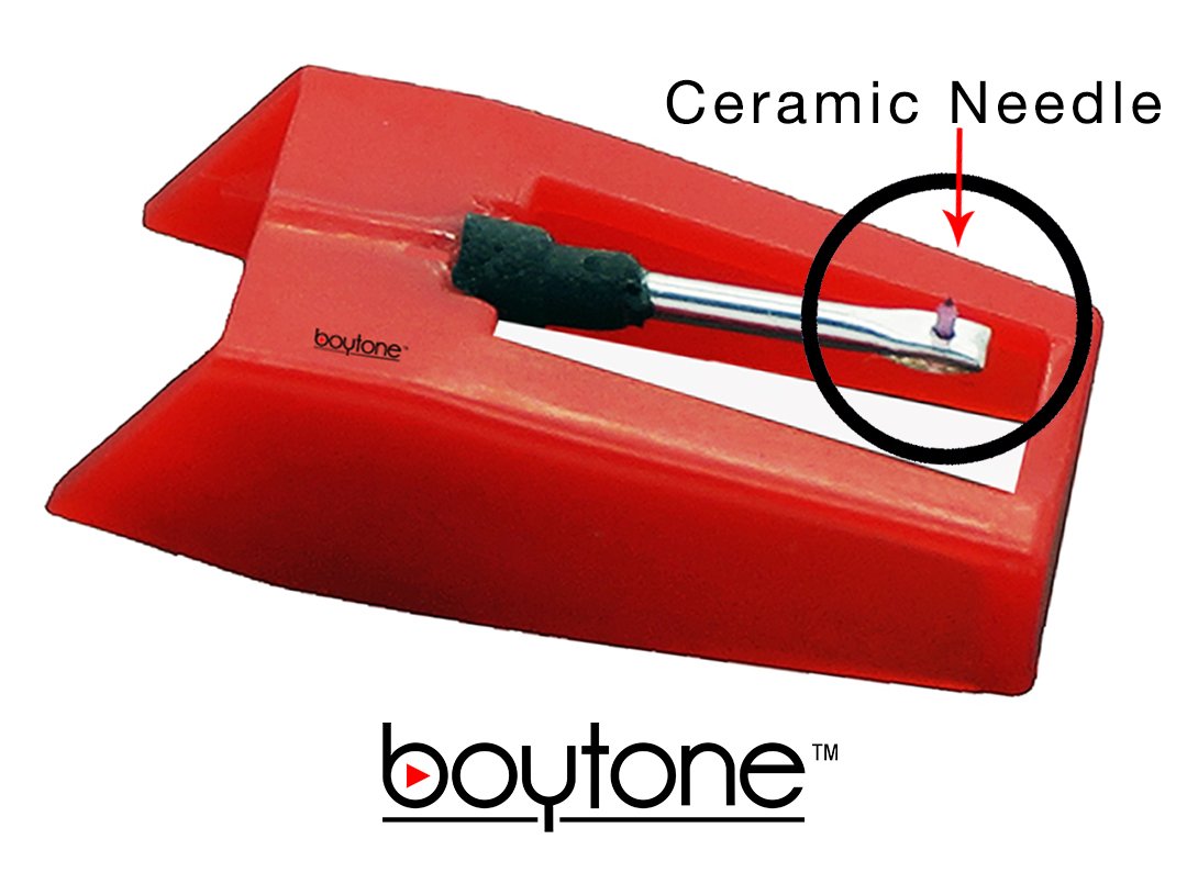 Boytone Pack of 5, Sapphire Tipped Ceramic Replacement Needle for Turntables