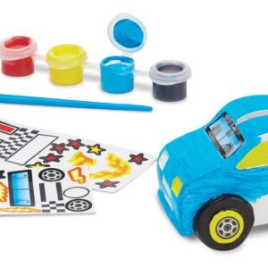 Melissa & Doug Race Car Bank: Decorate-Your-Own Kit & 1 Scratch Art Mini-Pad Bundle (08863)