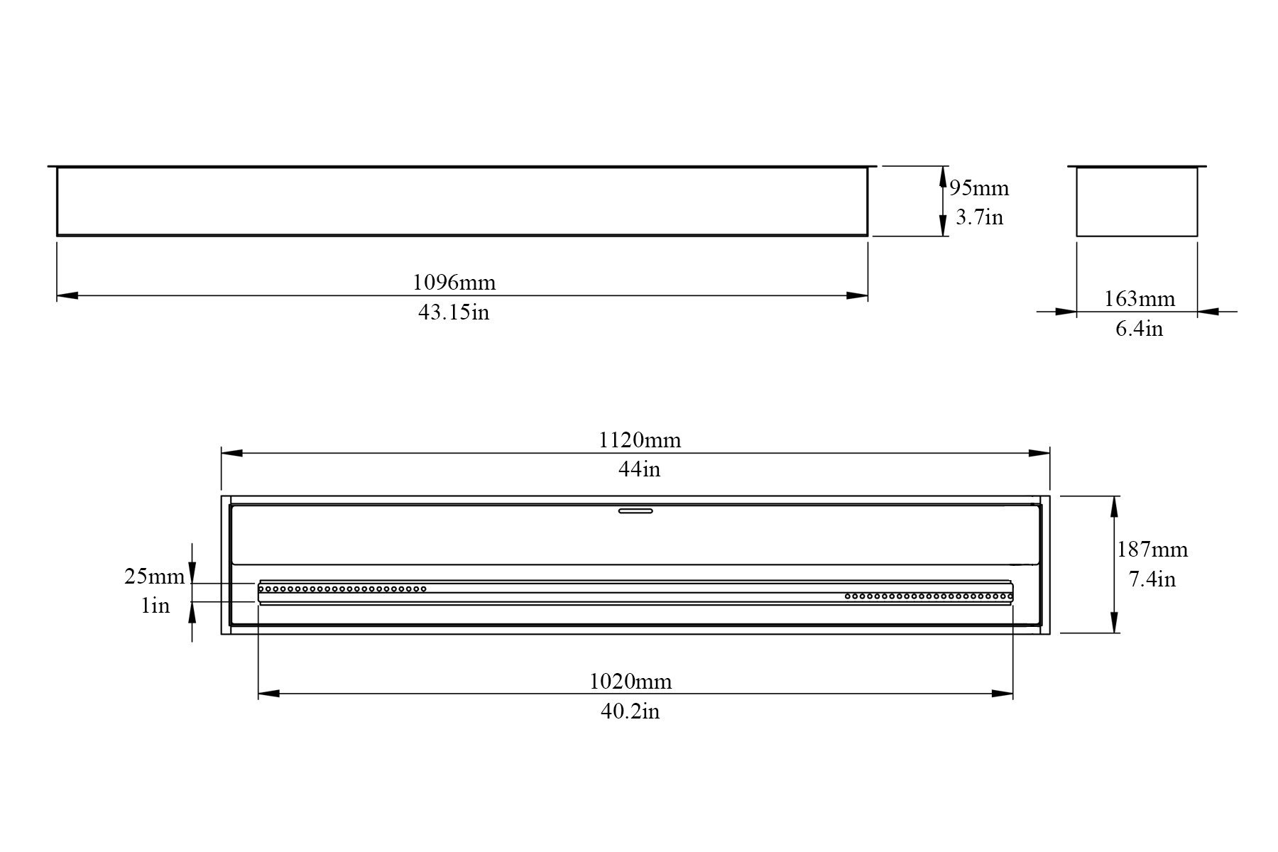 Indoor Ventless Fireplace Insert - 44" Ethanol Burner - Ignis EHB4400