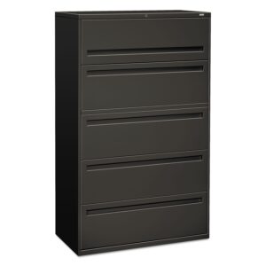 hon 795ls 700 series five-drawer lateral file w/roll-out & posting shelves, 42w, charcoal