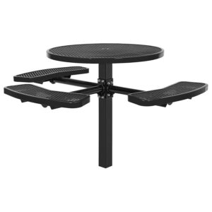 global industrial 46" ada round picnic table, in-ground mount, black