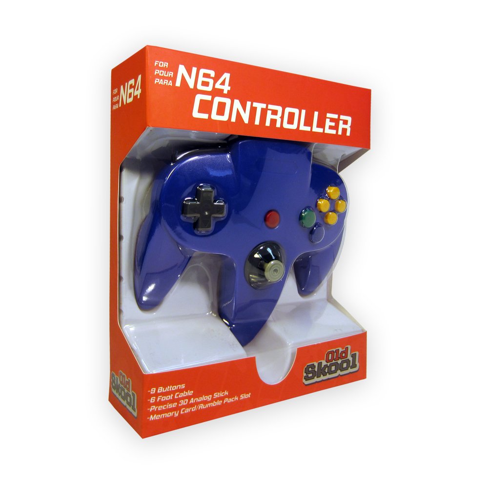 Old Skool Classic Wired Controller Joystick Compatible with Nintendo 64 N64 Game System - Blue