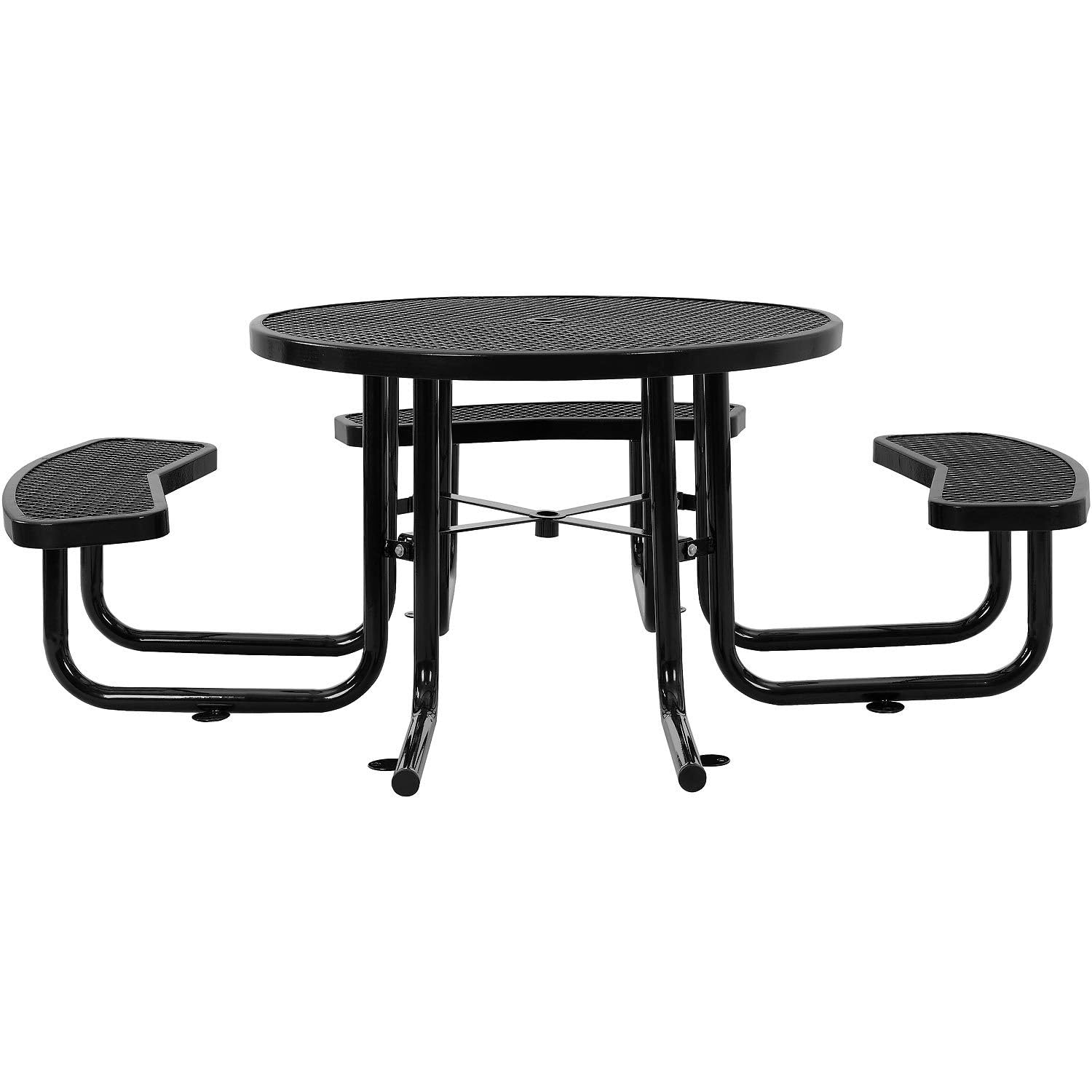 Global Industrial 46" Wheel Chair Accessible Round Picnic Table, Surface Mount, Black