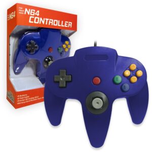 old skool classic wired controller joystick compatible with nintendo 64 n64 game system - blue