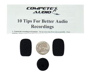 compete audio ca525 small foam microphone windscreens (microphone covers) 3-pack for telex airman, other headset/lapel (lavalier)