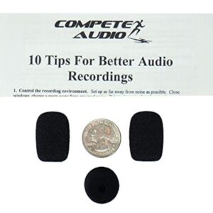 Compete Audio CA525 Small Foam Microphone Windscreens (Microphone Covers) 3-Pack for Telex Airman, Other Headset/Lapel (Lavalier)