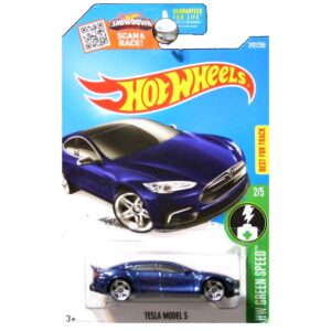 hot wheels 2016 hw green speed tesla model s 242/250, blue