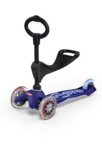 micro kickboard - mini 3in1 deluxe - three wheeled, lean-to-steer swiss-designed micro scooter for toddlers with 3 riding options for ages 1-5 (blue)